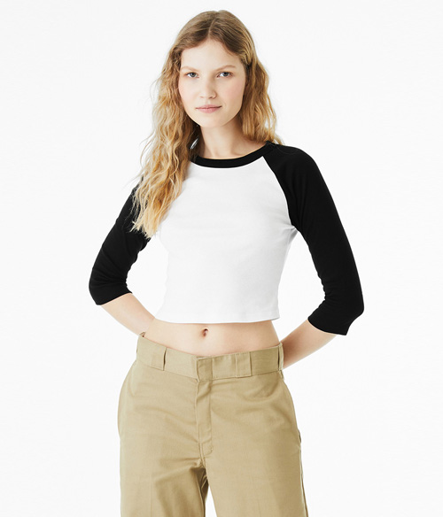 Micro Rib 3/4 Raglan Baby Tee | Staton-Corporate-and-Casual